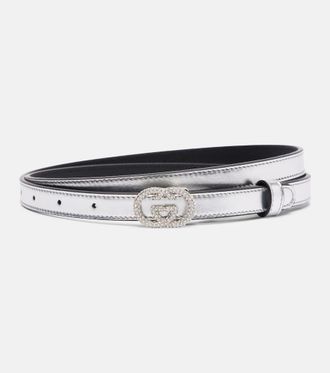Gucci Ceinture Interlocking G en cuir métallisé