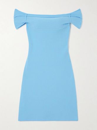 AZ FACTORY + Lutz Huelle Zoe Schulterfreies Minikleid Aus Strick - Blau