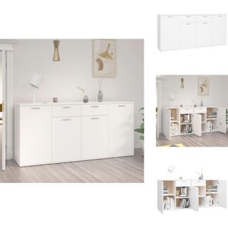 vidaXL Vidaxl - Buffet Blanc 160x36x75 cm Bois ding&eacute;nierie - Buffet Blanc - Meuble Rangement - Armoire Entr&eacute;e - Buffet Design - Mobilier Salon