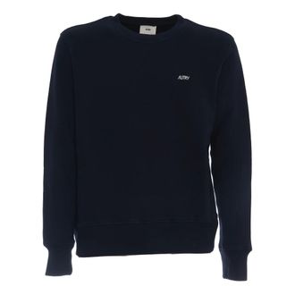 Autry Homme, Sweatshirts et sweats à capuche, Bleu, Taille: L SweaT-shirt Bleu avec Logo Brodé