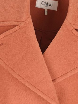 Chlo&eacute; Wool Double-Breasted Coat - orange