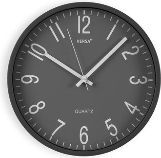 VERSA Raven leise und dekorative Wanduhr, für Küche, Wohnzimmer oder Esszimmer - gut lesbar, Maße (H x L x B) 25 x 4,3 x 25 cm, Polypropylen, Grau