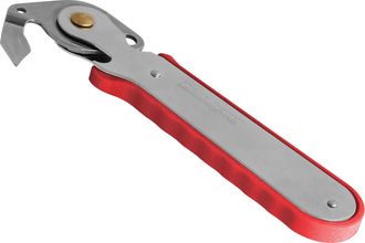 Fackelmann Hebeldosen&ouml;ffner, Dosen&ouml;ffner und Kapselheber, Konserven&ouml;ffner mit Komfortgriff (Farbe: Silber/Rot), Menge: 1 St&uuml;ck