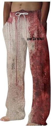 Generic Pantalon décontracté avec cordon de serrage pour hommes, ample, confortable, imprimé, Orange, XXL