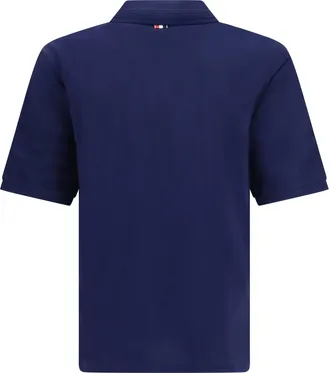 Thom Browne 4-Bar Cotton Jersey Polo - Navy