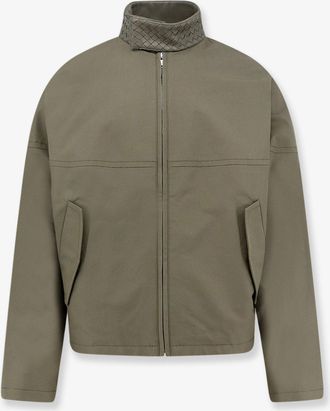 Bottega Veneta Cotton jacket with Intrecciato leather detail - BOTTEGA VENETA - gender_Man