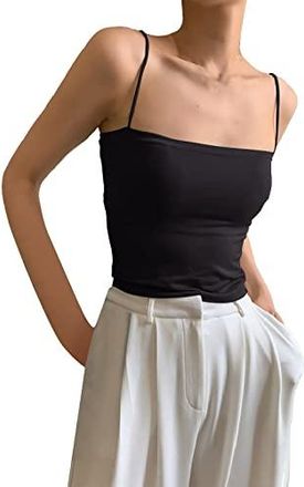 Generic D&eacute;bardeur dentra&icirc;nement pour femme avec soutien-gorge int&eacute;gr&eacute; - Col carr&eacute; - Sans manches - Tendance - Bretelles spaghetti - Mignon - Pour sortir - Car