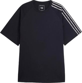 Yohji Yamamoto raw-edge 3-stripes T-shirt - Schwarz