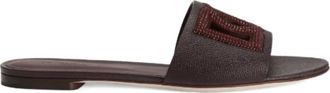 Dolce & Gabbana Femme, Chaussures, Brun, Taille: 36 1/2 EU Mules plates en daim et cuir de veau Dauphine