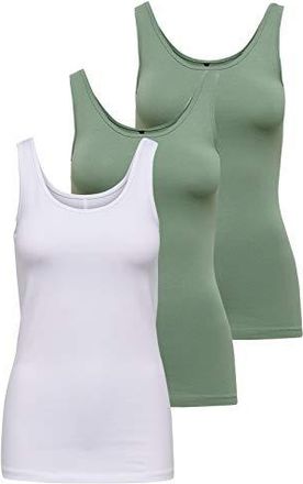 Only Onllive Love Noos Débardeur pour Femme, Blanc/Vert (1 x Blanc/2 x Vert Chinois), XXL