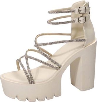 Generico Sandales dhiver pour femme en argent Sandales confortables pour femme - Sandales orthop&eacute;diques d&eacute;t&eacute; - Sandales de marche pour femme, Blanc, 38 EU