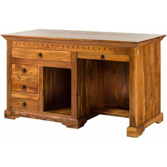 Massivmoebel24 Schreibtisch Akazie 140x64x80 honig lackiert oxford 0511