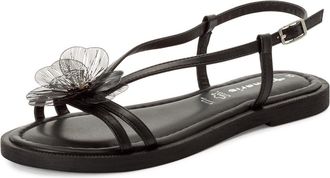 Tamaris Damen Sandalette Leder flach, schwarz, 38 EU