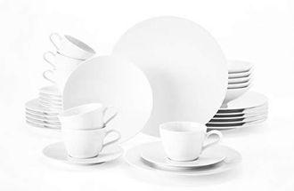 SELTMANN WEIDEN 001.737480 weiß Kombiservice 30-teilig | Serie Life Set beinhaltet je 6 Speiseteller, Suppenteller, Frühstücksteller, Kaffeeober-und Untertassen, Hart