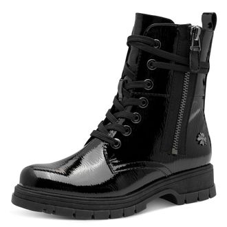 Marco Tozzi Marco Tozzi by Guido Maria Kretschmer Damen Stiefeletten zum Schn&uuml;ren mit Rei&szlig;verschluss Bequem, Schwarz (Black Patent), 37 EU