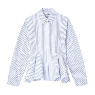 Ganni Femme, Blouses et Chemises, Bleu, Taille: 40 FR Chemise P&eacute;plum &agrave; Rayures Lavande Lustre