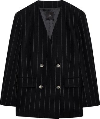 Anine Bing Blazer Maron - Rayures Fines Gris Foncé A0110297dgy14