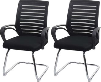 Mendler 2er-Set Konferenzstuhl HWC-K51, Besucherstuhl Freischwinger, 150kg belastbar Stoff/Textil - schwarz