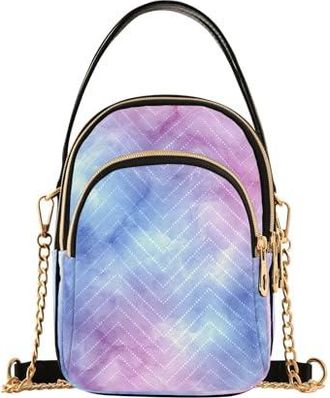 Mnsruu Sac à bandoulière pour femme - Imprimé tie-dye violet et rose - Avec sangle réglable