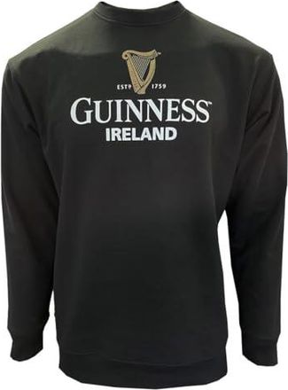 Guinness Traditional Craft Irlande Sweat-Shirt avec Harpe Dorée, Noir, XL