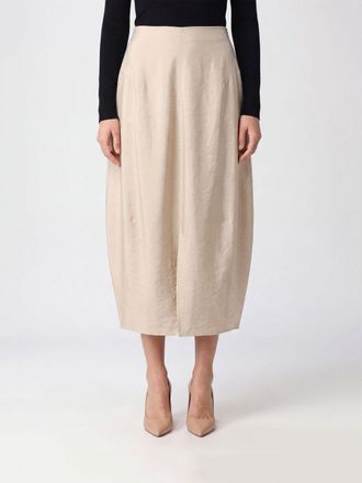 Toteme Jupe midi &eacute;vas&eacute;e en soie beige &agrave; taille haute