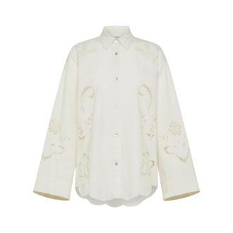 Forte_Forte Baumwollhemd mit M&eacute;moires denfance-Stickerei - - Blouses & Shirts - Damen - Wei&szlig; - S