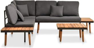 tidyard 4-TLG.Garten-Lounge-Set Garten-Sofagarnitur Garten-Sofagarnitur Gartenmöbel Balkonmöbel Mit 2 x 2-Sitzer-Sofa,1 x Ecksofa,1 x Couchtisch,6 x Rückenpol