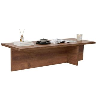Dmora Couchtisch Marmorito, rechteckig, Holzfaserplatte, Braun, 120x45x30 cm, Eiche Knoten