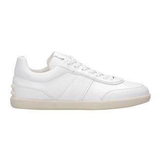 Tod's Homme, Chaussures, Blanc, Taille: 45 EU Tabs Leather Baskets