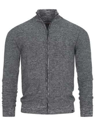 Indicode Herren INWestmoon Strickjacke mit Stehkragen | Fein-Strick Cardigan aus Baumwollgemisch Charcoal Mix, XXL