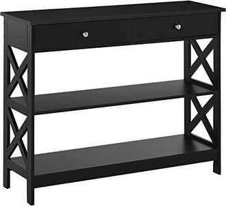 HOMCOM Table de Console Table dentrée Style Table de drapier néo-rétro 2 tiroirs 2 étagères dim. 100L x 30.5l x 80H cm MDF Noir