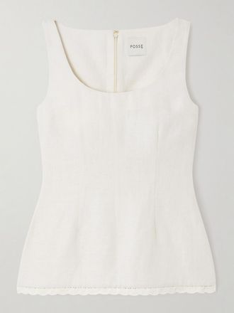 Possé Débardeur En Lin À Finitions En Dentelle Crochetée Effi - Crème