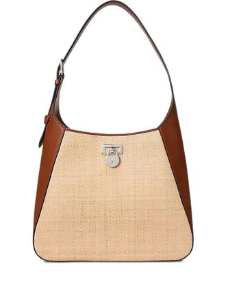 Lauren Ralph Lauren Tanner Schultertasche mit gewebtem Einsatz - Nude