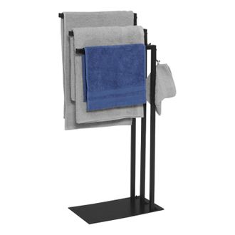 IDMarket Handtuchhalter auf Fu&szlig;, 3 Seitenstangen, Dallas, Metall, Schwarz, Industriedesign