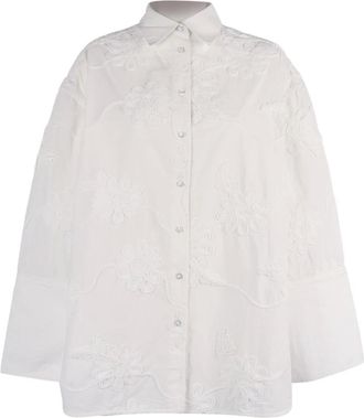 Rotate Rotate Birger Christensen, Femme, Blouses et Chemises, Blanc, Taille: 36 FR Camicia oversize a fiori