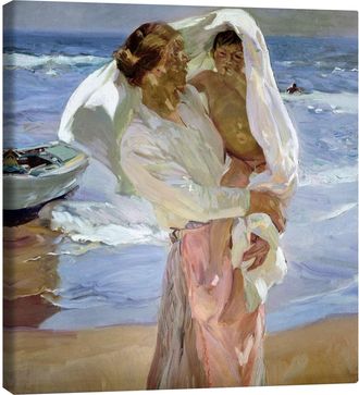 Posterlounge Gerade aus dem Meer Leinwandbild von Joaqu&iacute;n Sorolla y Bastida 50 x 50 cm Wandbilder Wanddeko
