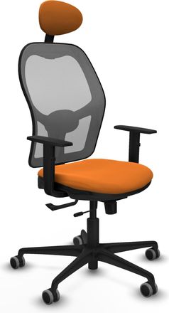 Piqueras y Crespo Schreibtischstuhl Orange Jorquera mit 1D-Armen, h&ouml;henverstellbarer Lendenwirbelst&uuml;tze und festem Kopfteil, ausgestattet mit Syncro/Traslack und injizi