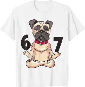 BDAZ Funny 67 Mops Hund Yoga Hand Pose Grafik T-Shirt