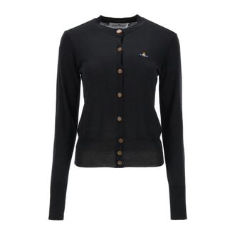 Vivienne Westwood Gilet &agrave; col rond brod&eacute; Orb - Femme - Pulls - Noir - Taille: 40 FR