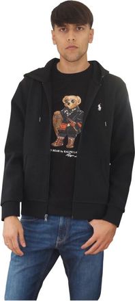 Ralph Lauren Homme, Sweatshirts et sweats &agrave; capuche, Noir, Taille: XL Felpa zip cappuccio