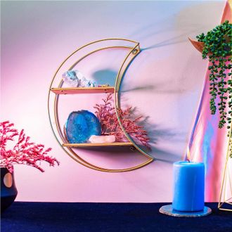Sass & Belle Maia Gifts Celestial Moon Gold Metal Shelf
