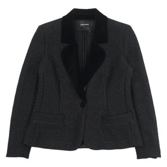 Emporio Armani Femme, Vestes, Noir, Taille: 46 FR Veste crois&eacute;e avec motif matelass&eacute; et revers en velours