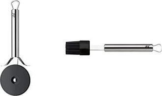 WMF Profi Plus Pizzaschneider 19,8 cm, Teigrad beschichte & Profi Plus Silikon-Backpinsel 20 cm, Cromargan Edelstahl, teilmattiert, Silikonborsten, Marina