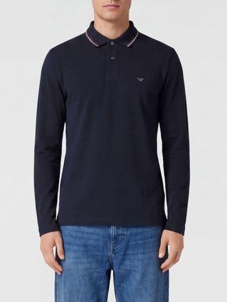 Emporio Armani Polo slim fit &agrave; manches longues en coton stretch
