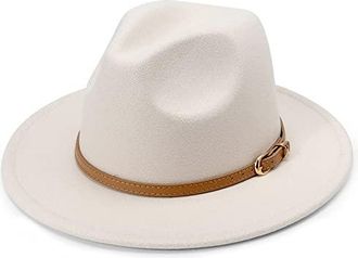 Dreshow Chapeau Fedora à Large Bord pour Femme Avec Boucle de Ceinture Rétro Panama Floppy Hat
