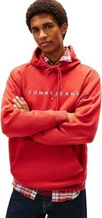 Tommy Jeans Sweat &agrave; Capuche TJM REG Linear Logo EXT DM0DM20746 pour Homme, Rouge (Terre Cuite), 4XL, Rouge (Rouge Terre Cuite), 4XL Grande Taille