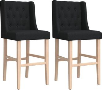 vidaXL Vidaxl - Chaises de bar lot de 2 bois massif dhévéa et tissu