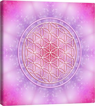 Posterlounge Blume des Lebens - Bedingungslose Liebe Leinwandbild von Dolphins DreamDesign 60 x 60 cm Pink Wandbilder Wanddeko