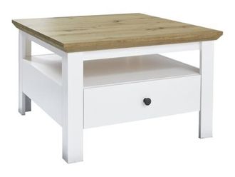 Trendteam Universal - Couchtisch - Artisan Eiche/Wei&szlig; - quadratischer Sofatisch im Landhausstil - (BxHxT) 70 x 46 x 70 cm - Kaffeetisch mit Vollauszug Schublade