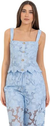 Kocca Femme, Tops, Bleu, Taille: 44 FR Haut en dentelle &eacute;l&eacute;gant &agrave; fines bretelles